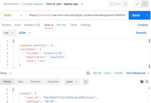 ServiceNow catalog request with Postman – {{ vExpose }}.Blog